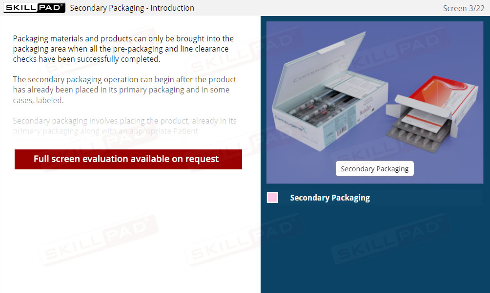 Secondary and Tertiary Packaging - Skillpad - Digital Learning for Life Sciences