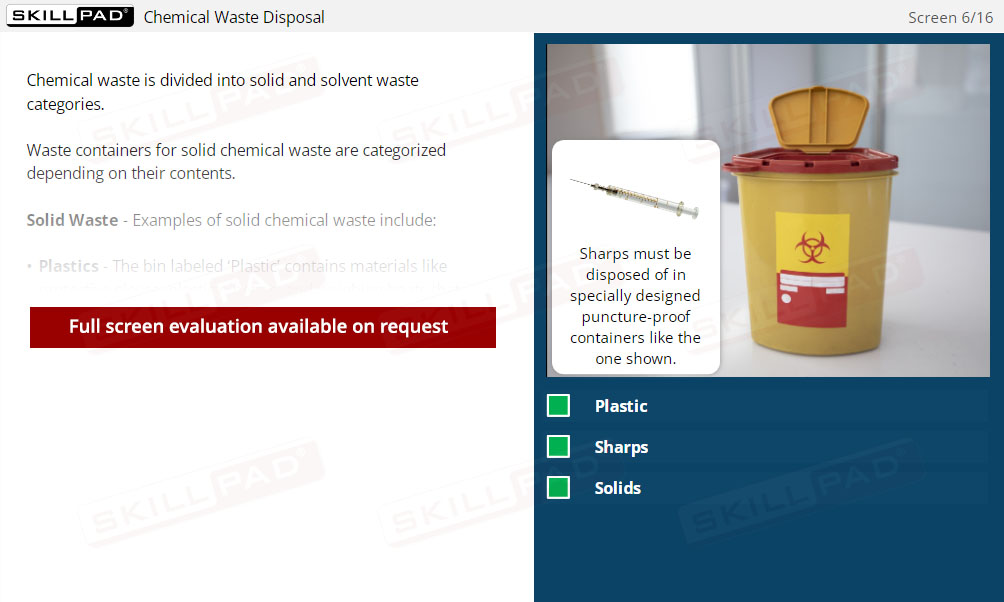 Chemical Laboratory Waste - Skillpad - Digital Learning for Life Sciences
